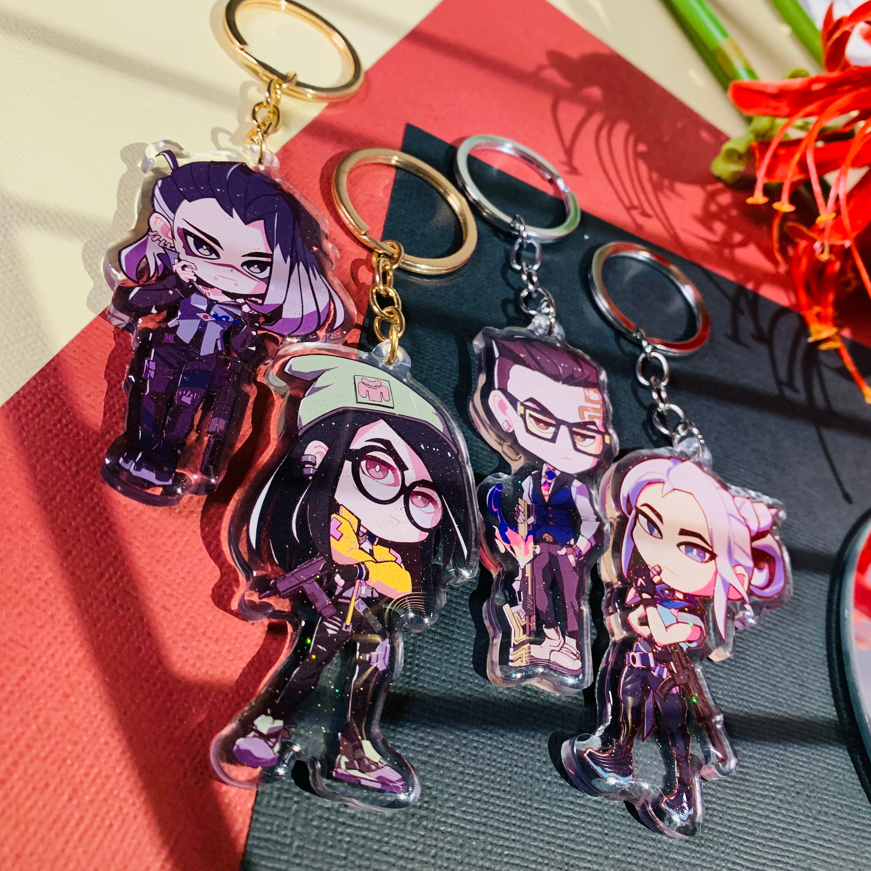 Valorant Clear Acrylic Epoxy Keycharms, Cute Chibi Agents Keychains ...