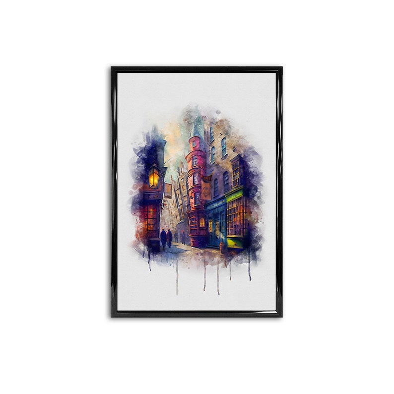 Wizard Town Watercolor Printable Wizarding World Magic - Etsy