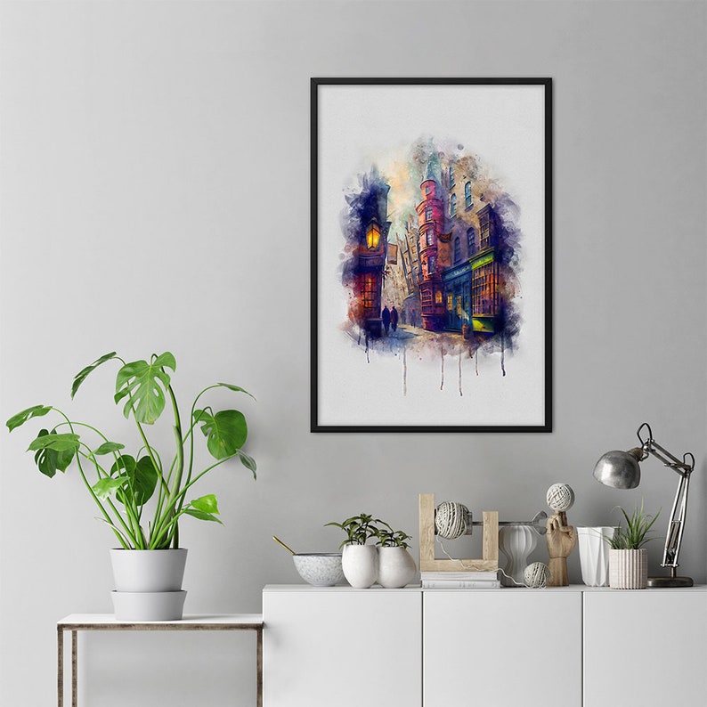 Wizard Town Watercolor Printable, Wizarding World, Magic, Wizarding ...
