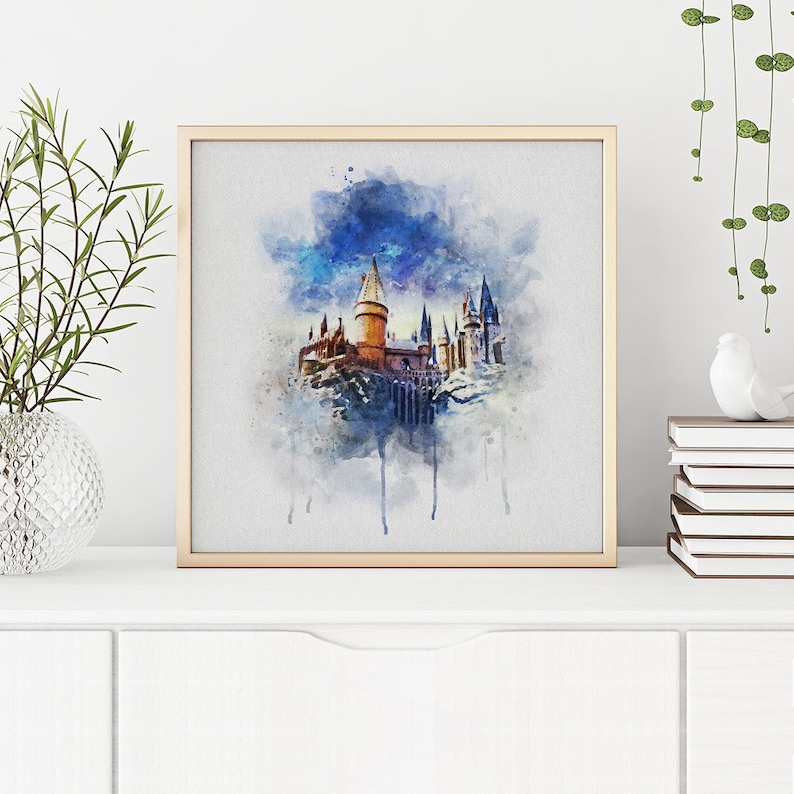 Wizarding Castle Watercolor Printable Magic School Wizarding - Etsy