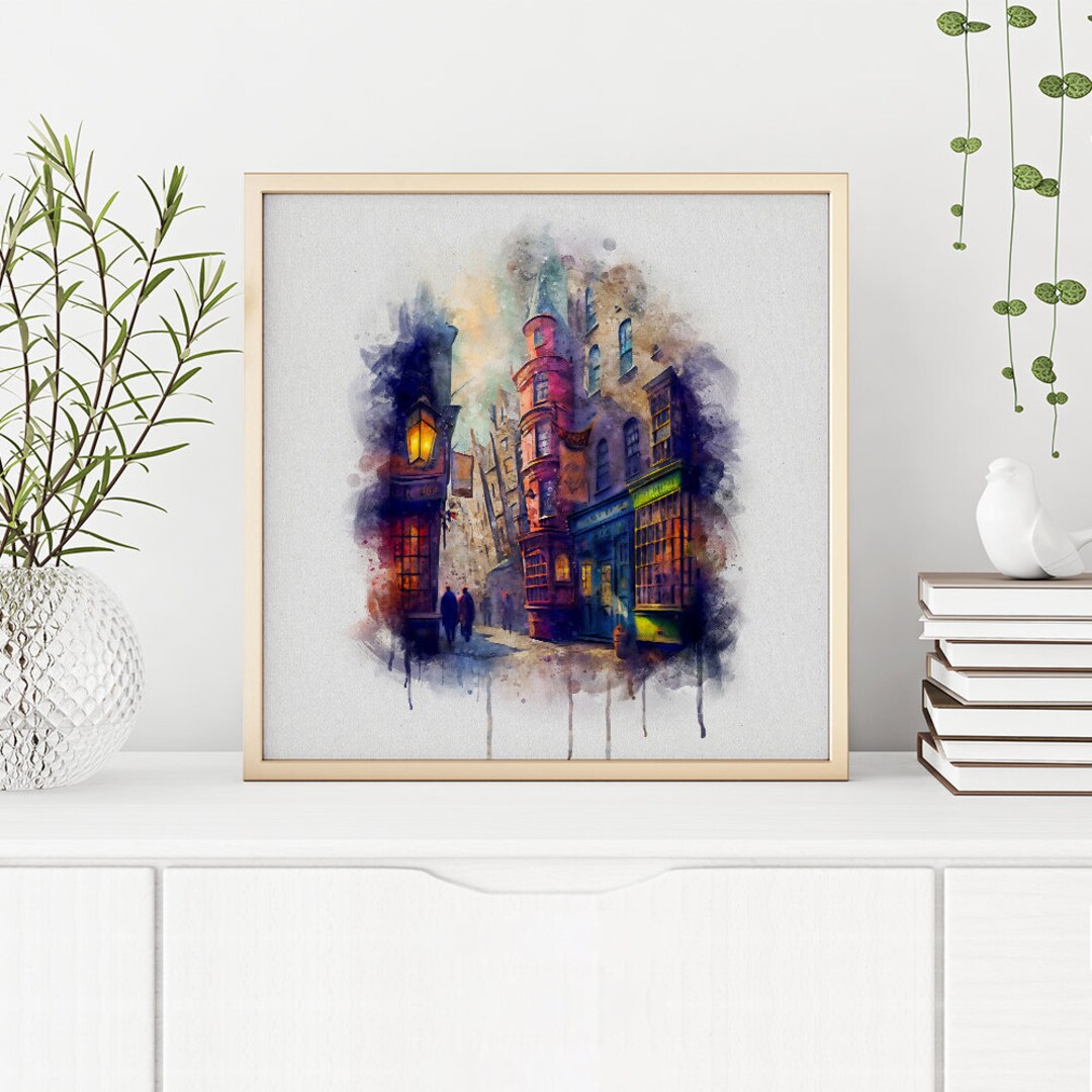 Wizard Town Watercolor Printable, Wizarding World, Magic, Wizarding ...