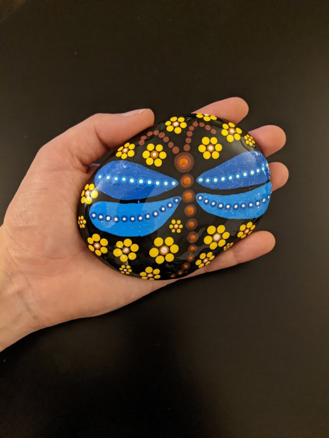 Dragonfly Dot Painted Rock | Etsy