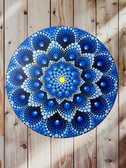Blue Flower Dot Mandala Painting. Original Morning Glory Dot - Etsy