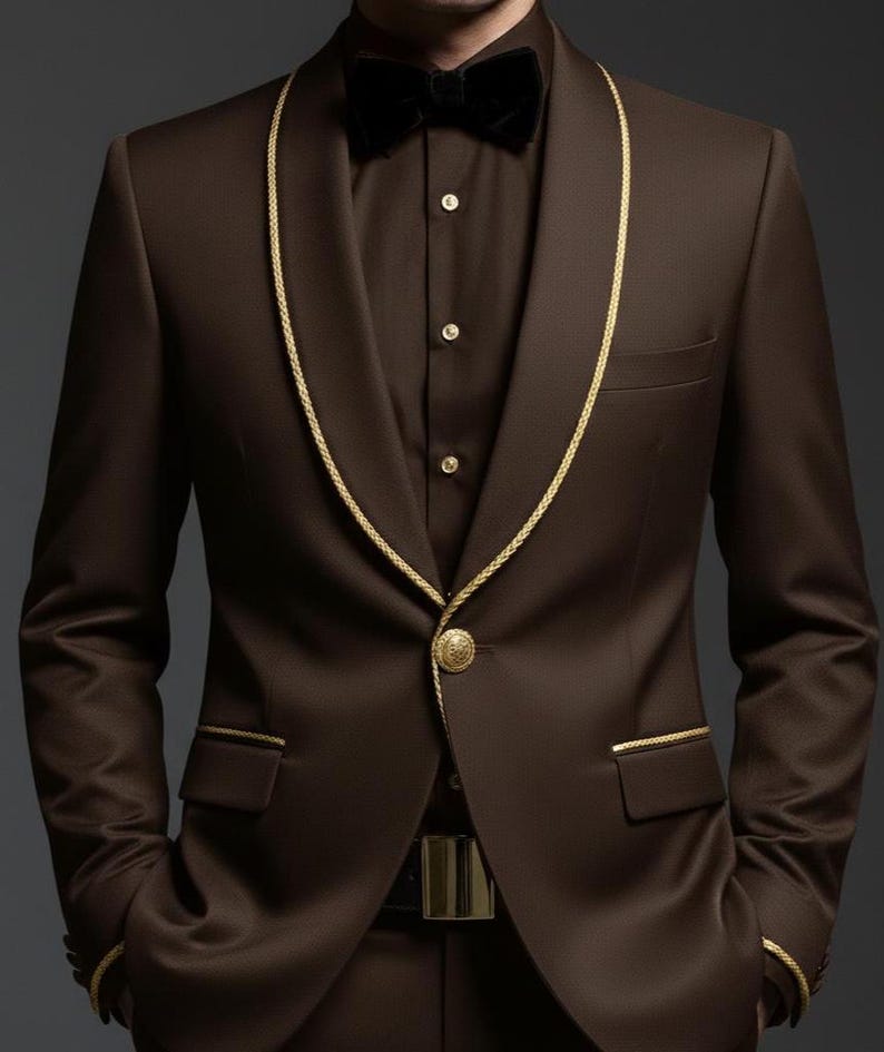 Men's Black Suit With Gold Trim, Partywear, Groom Wear - Etsy