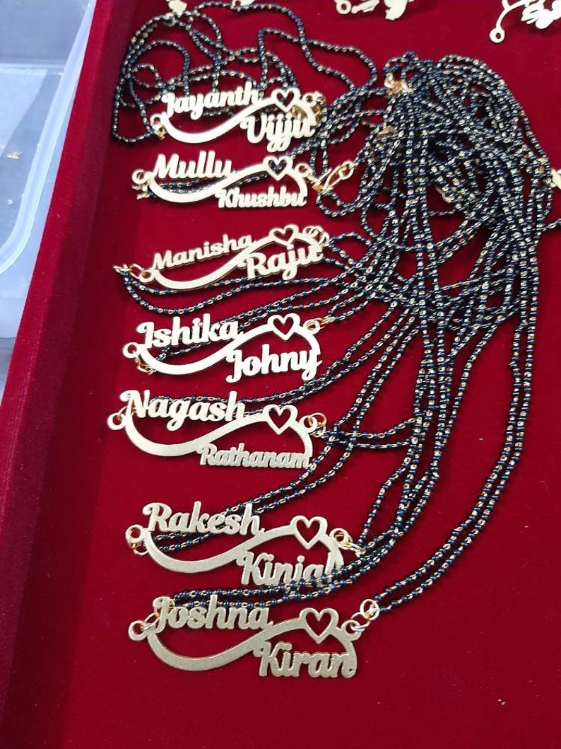 Couple Name 22k Gold Name Mangalsutra Infinity Mangalustra Personalized English Name Jewelry