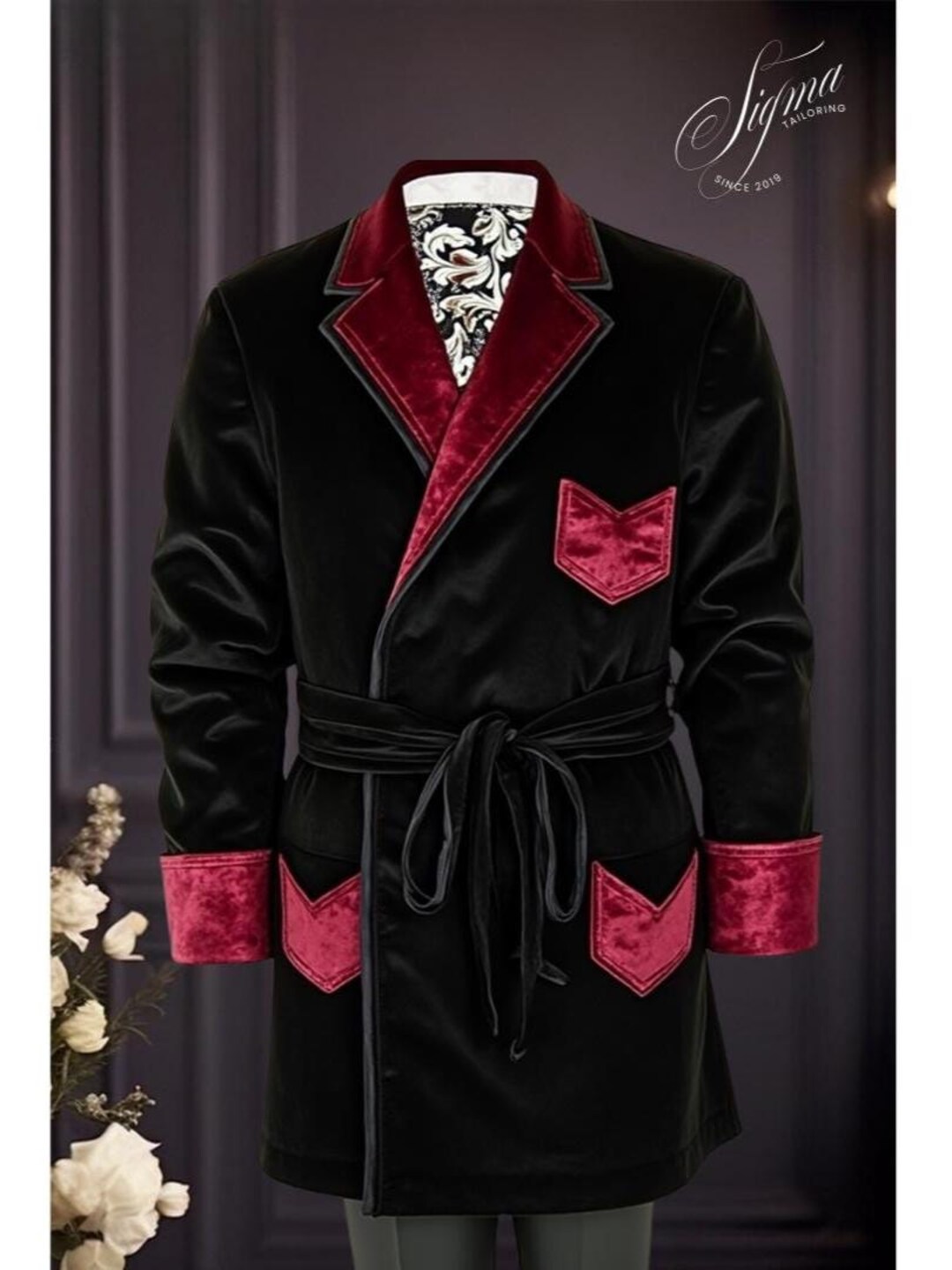 Men Black Smocking Jacket New Design Robes Black Bath Robes Style ...