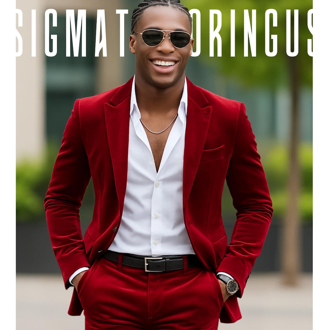 Red Velvet Suit for Men, Stylish and Modern Two-piece, Ideal for Grooms ...