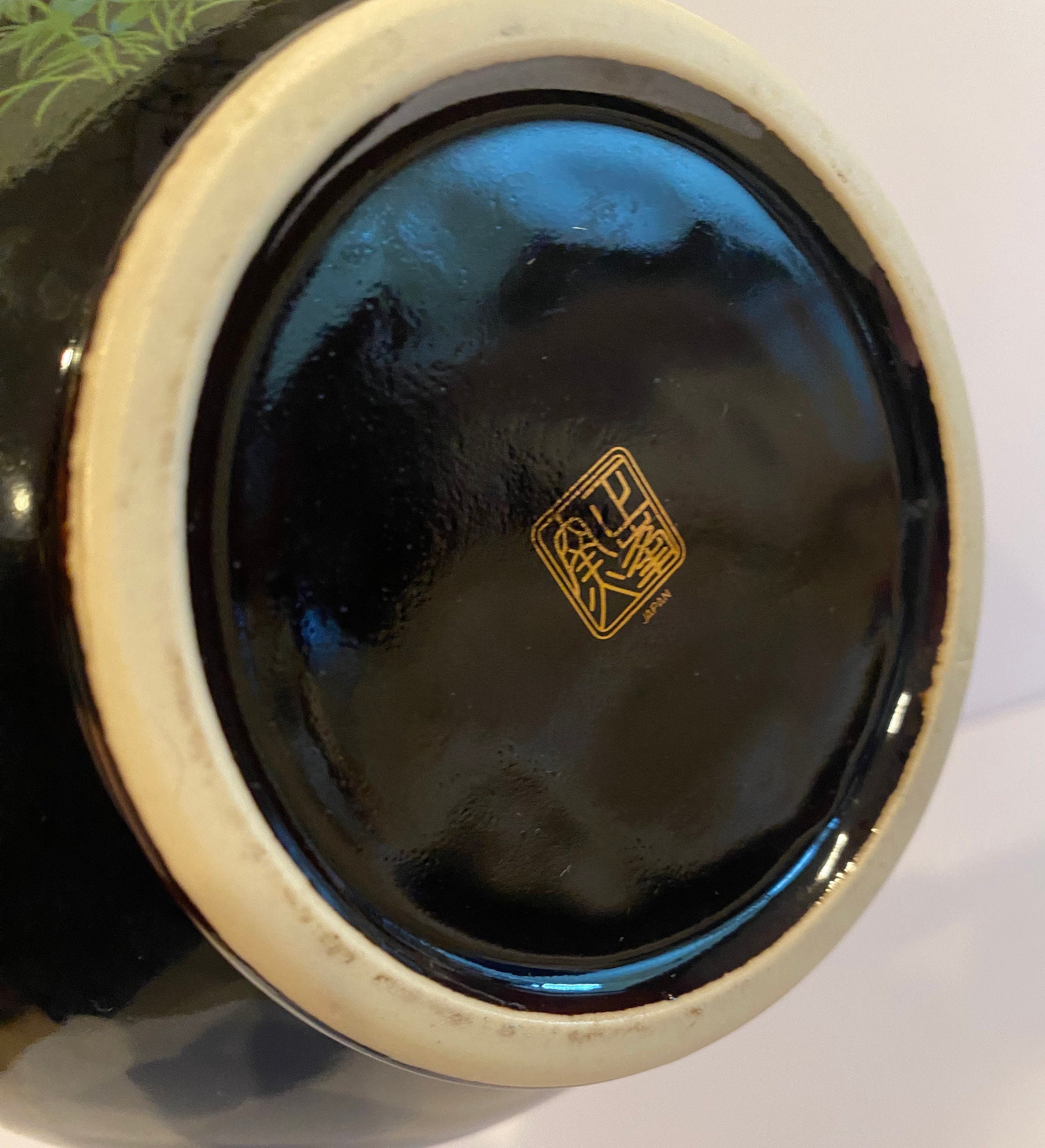 Vintage Yamaji Japanese Porcelain Vase Black With Colorful Flowers ...