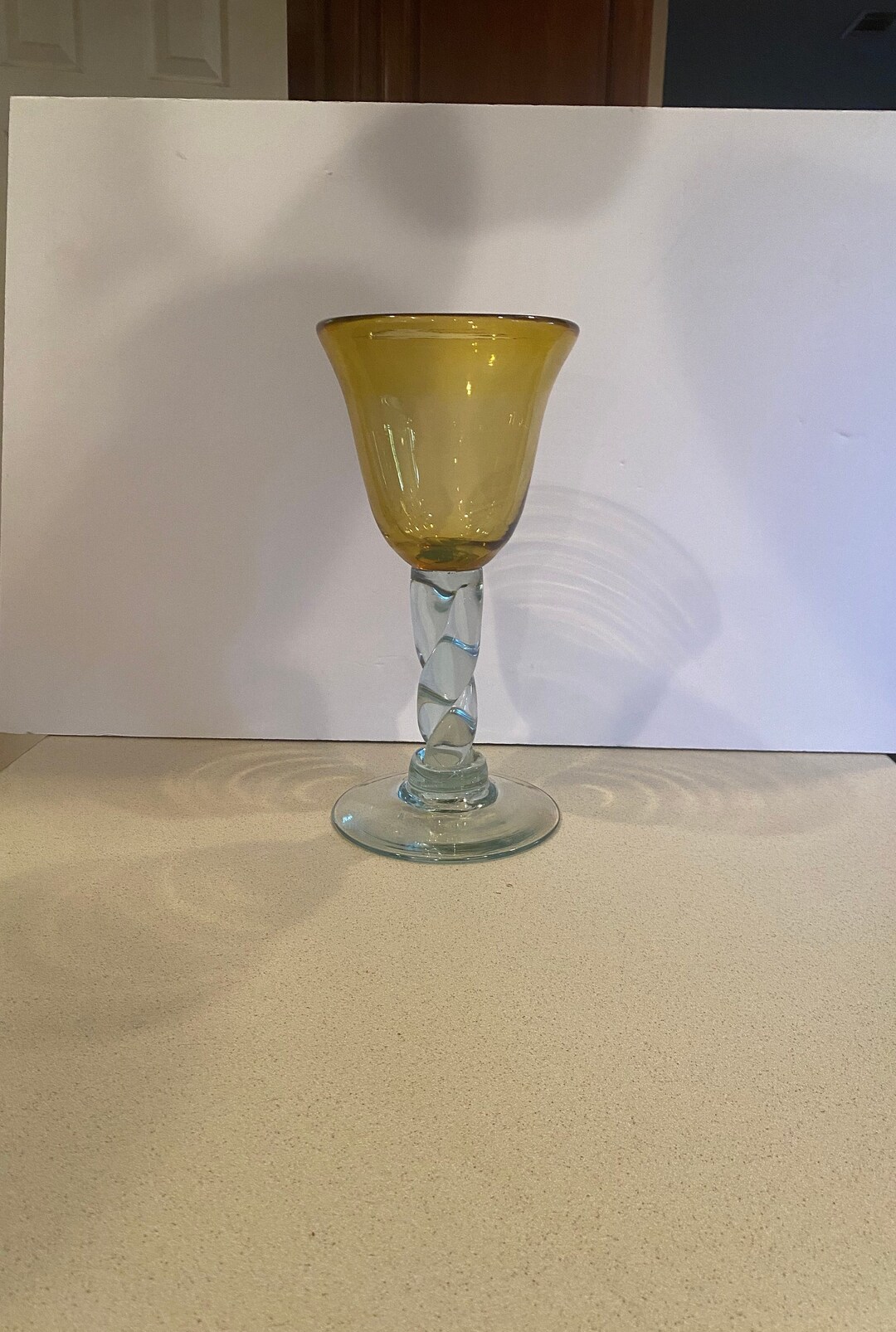 Large Heavy Amber Glass Pedestal Goblet/wine Glass/vase - Etsy
