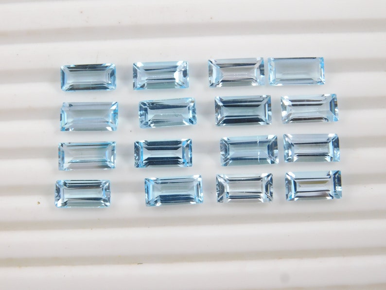 Blue Topaz Rectangle Baguettes Shape Cut Natural Gemstones Rectangle ...