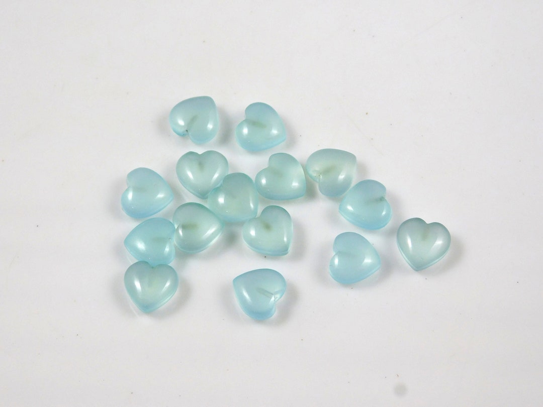 Aqua Chalcedony, Heart Shape Cabochon, Both Side Cabochon, Briolette ...