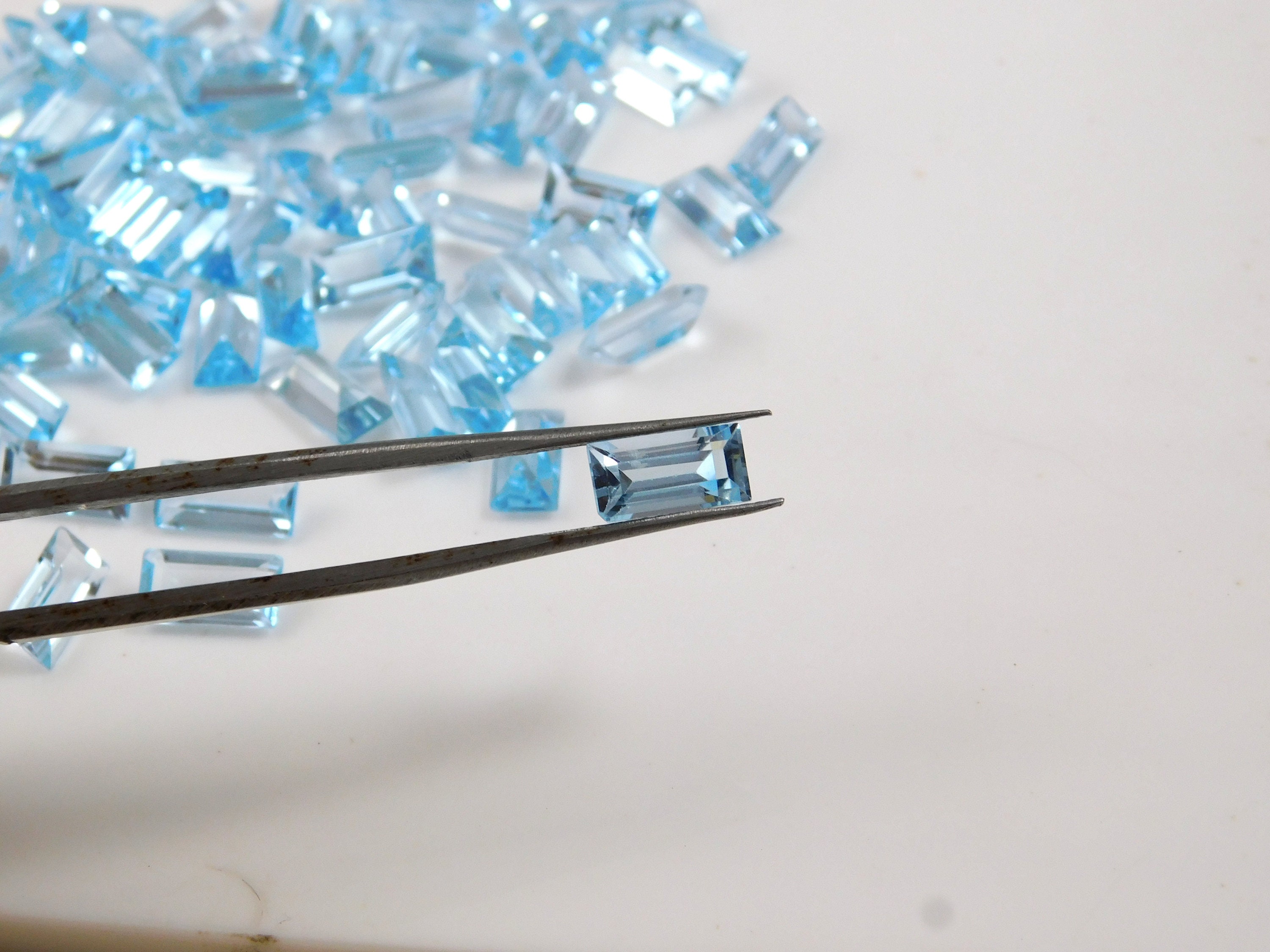 Blue Topaz Rectangle Baguettes Shape Cut Natural Gemstones Rectangle ...