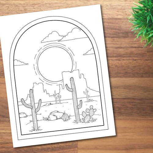 Desert Coloring Pages Coloring Pages Landscape Western - Etsy