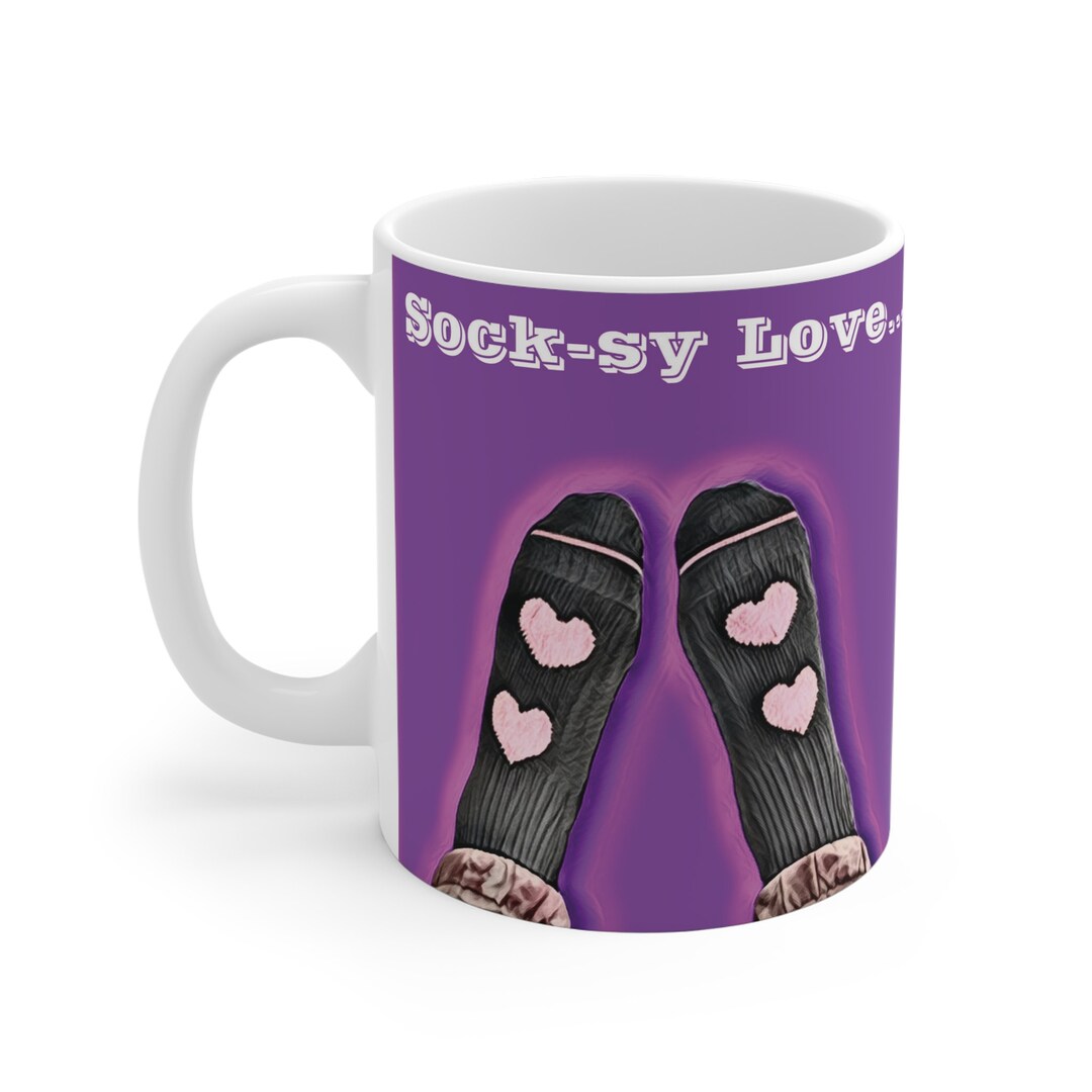 Eu Sock Sy Love Themed Mug Cozy Feet With Heart Socks Coffee Cup Perfect T For Sock
