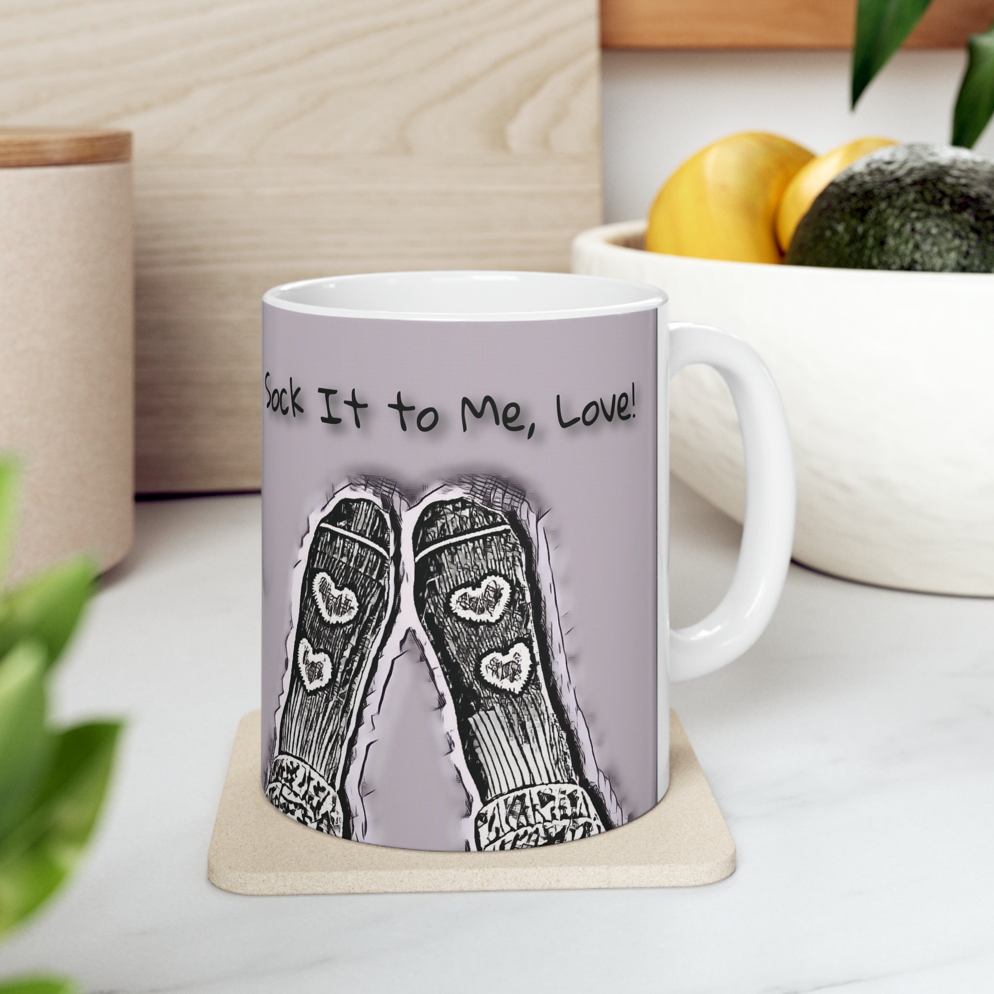 US Sock It to Me, Love Whimsical Heart Socks Mug Perfect for Coffee ...