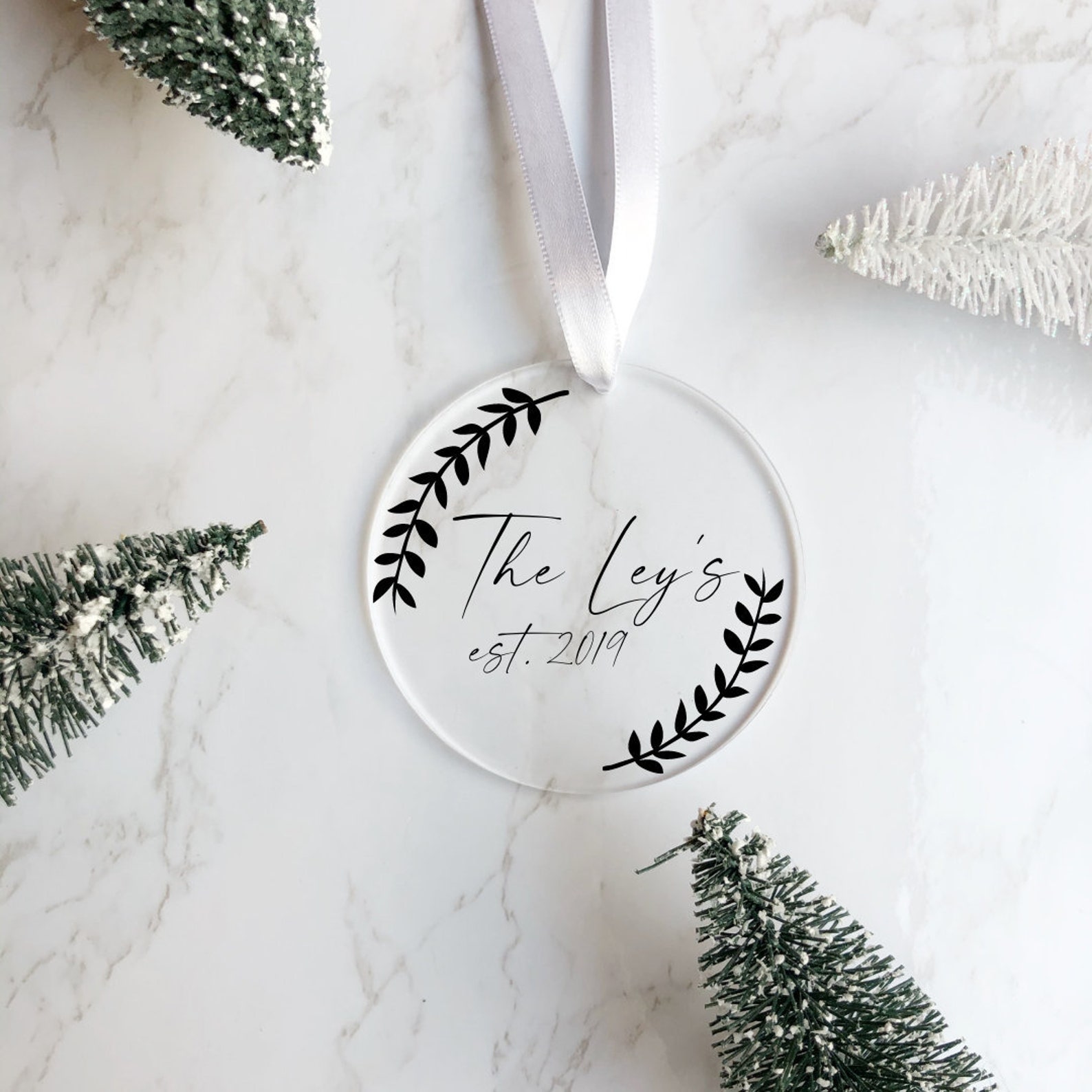 Ornement de Noël rond acrylique clair personnalisé, ornement d’arbre de ...