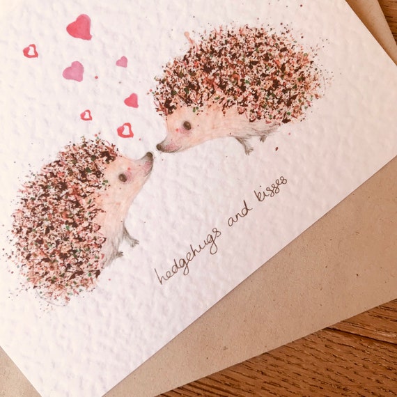 Cute Hedgehog Card. Hedgehugs and Kisses. | Etsy