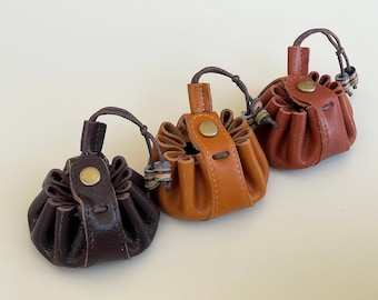 Leather Drawstring Coin Pouch - Etsy