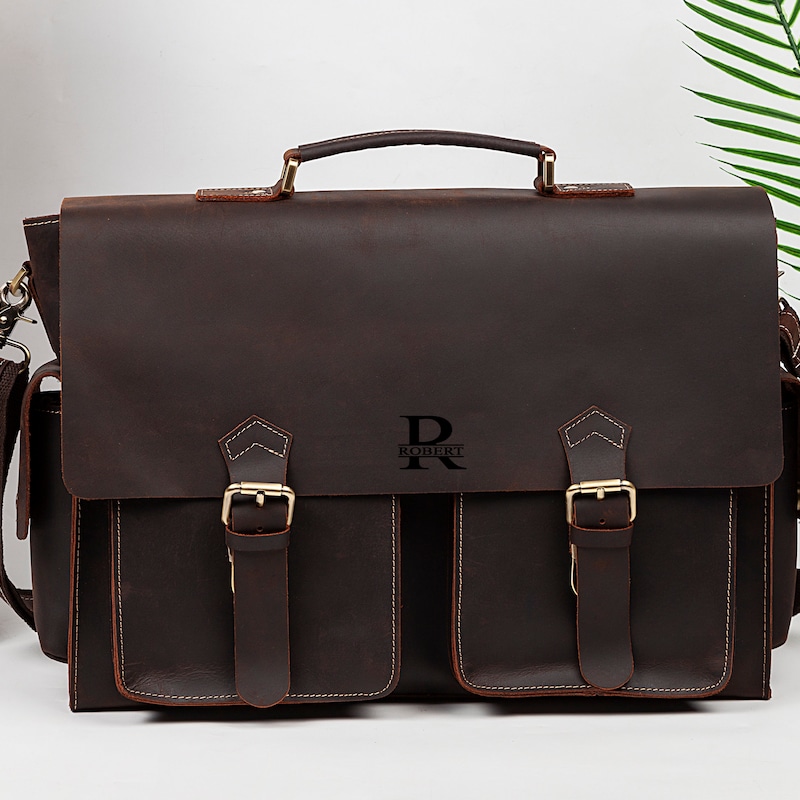 Leather Briefcase - Etsy