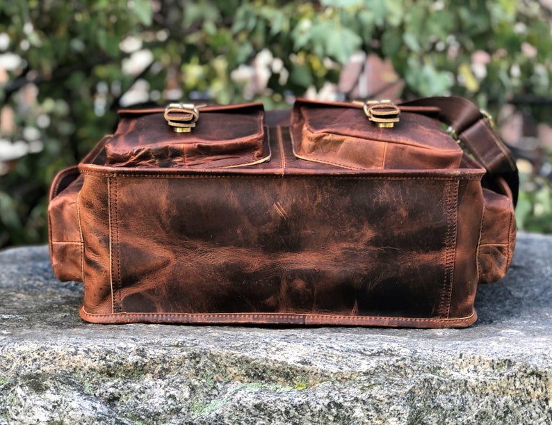 Personalized Large Leather Briefcase for Men 18 Travel - Etsy
