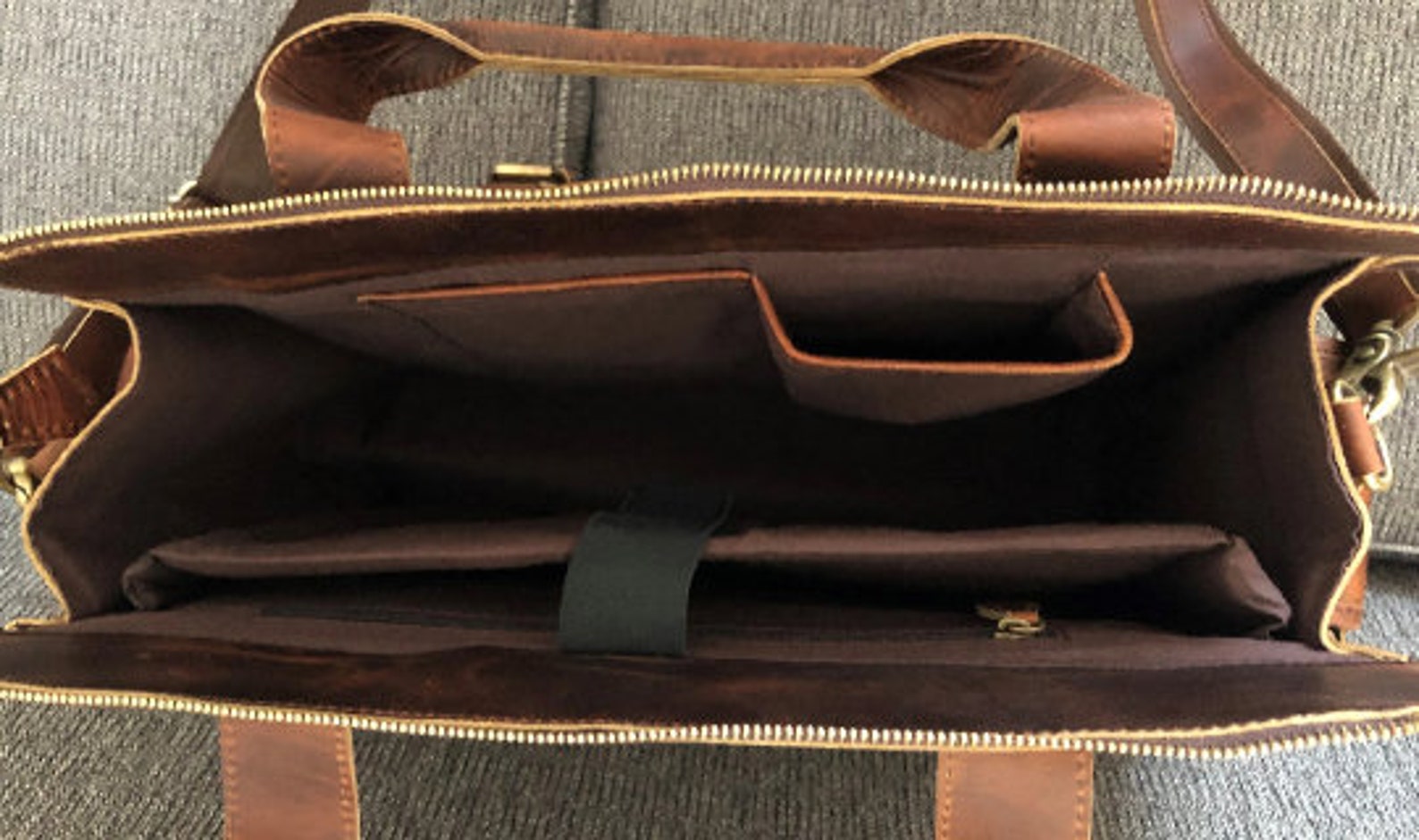 Personalized Large Leather Briefcase for Men 18 Travel - Etsy