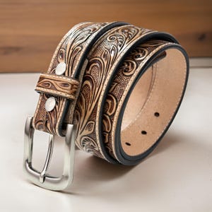 Custom Handmade Belt for Dad, Engraved Leather Belt for 3rd Anniversary ...