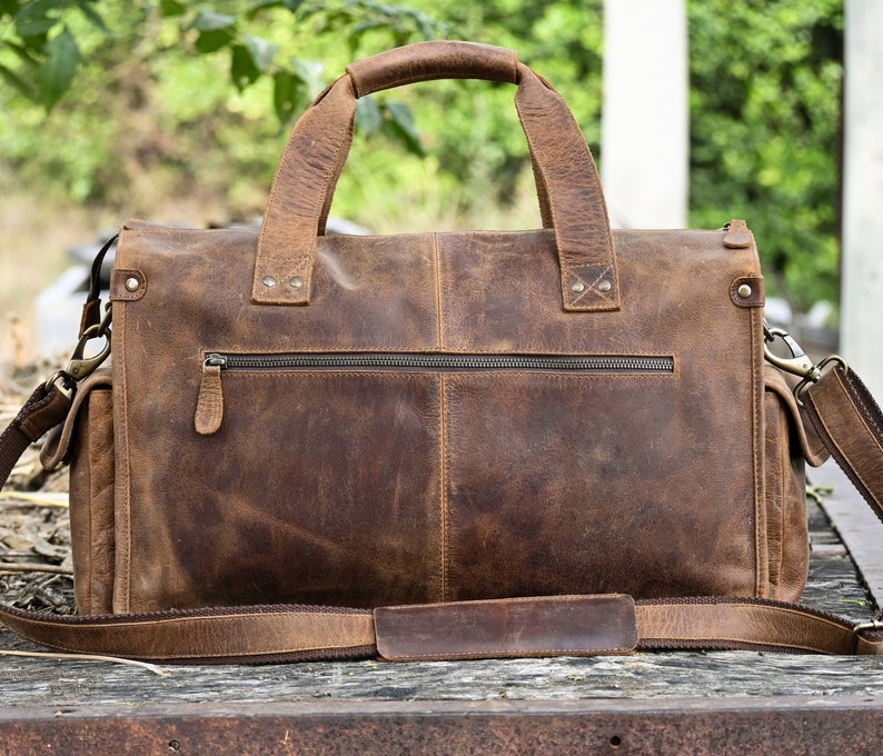 Personalized Vintage Large Leather Briefcase for Men Travel - Etsy