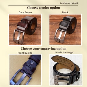 Custom Handmade Belt for Dad, Engraved Leather Belt for 3rd Anniversary ...