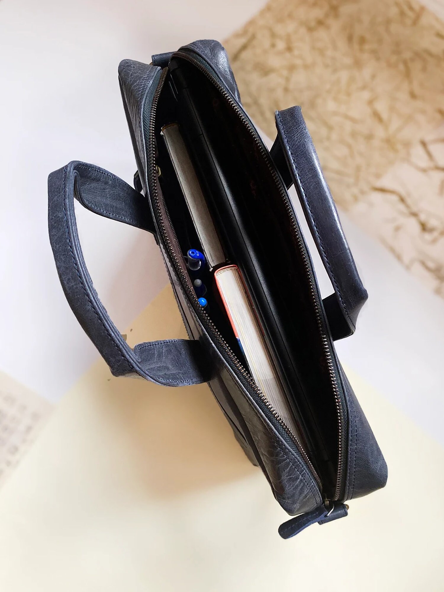 Leather Briefcase Messenger Bag for Men Leather Messenger - Etsy