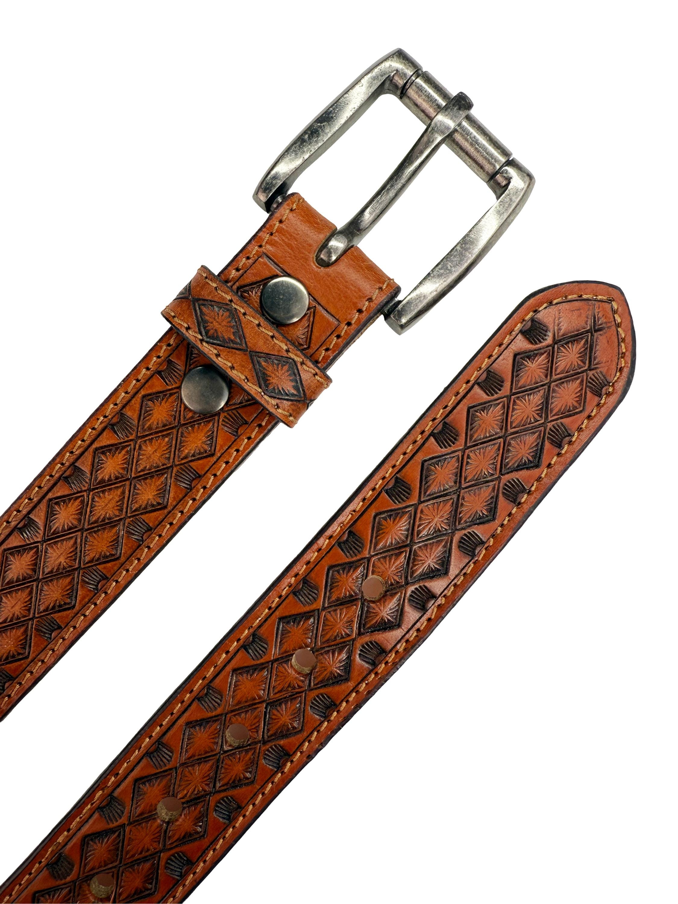Western Floral Leather Belt Strap for Men Women, Personalized Cowboy ...