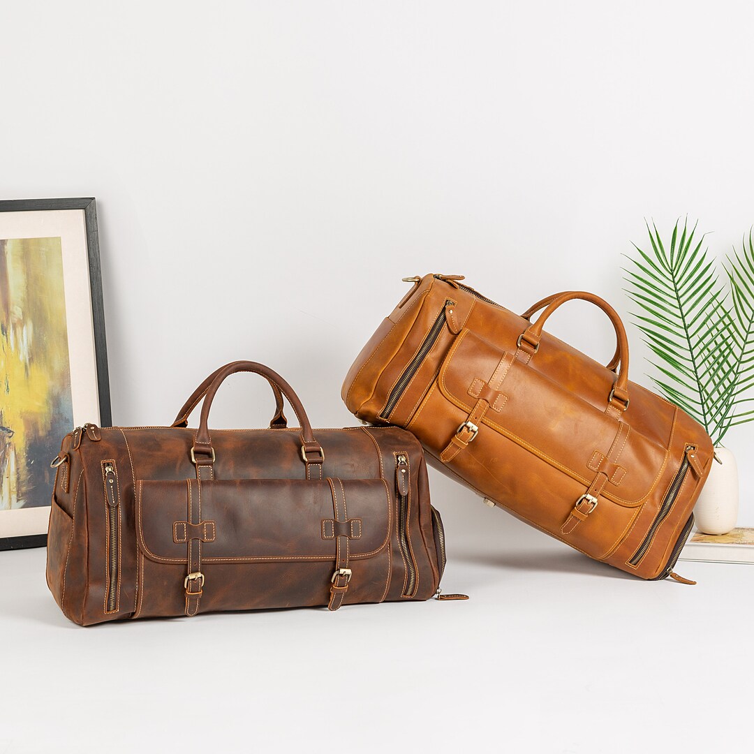 Large Leather Weekender Bag, Sports Gym Bag, Full Grain Leather Duffel ...
