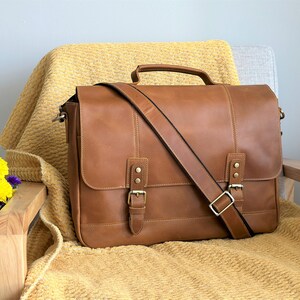 Leather Briefcase Laptop Bag, Personalized Gift for Teacher Doctor ...