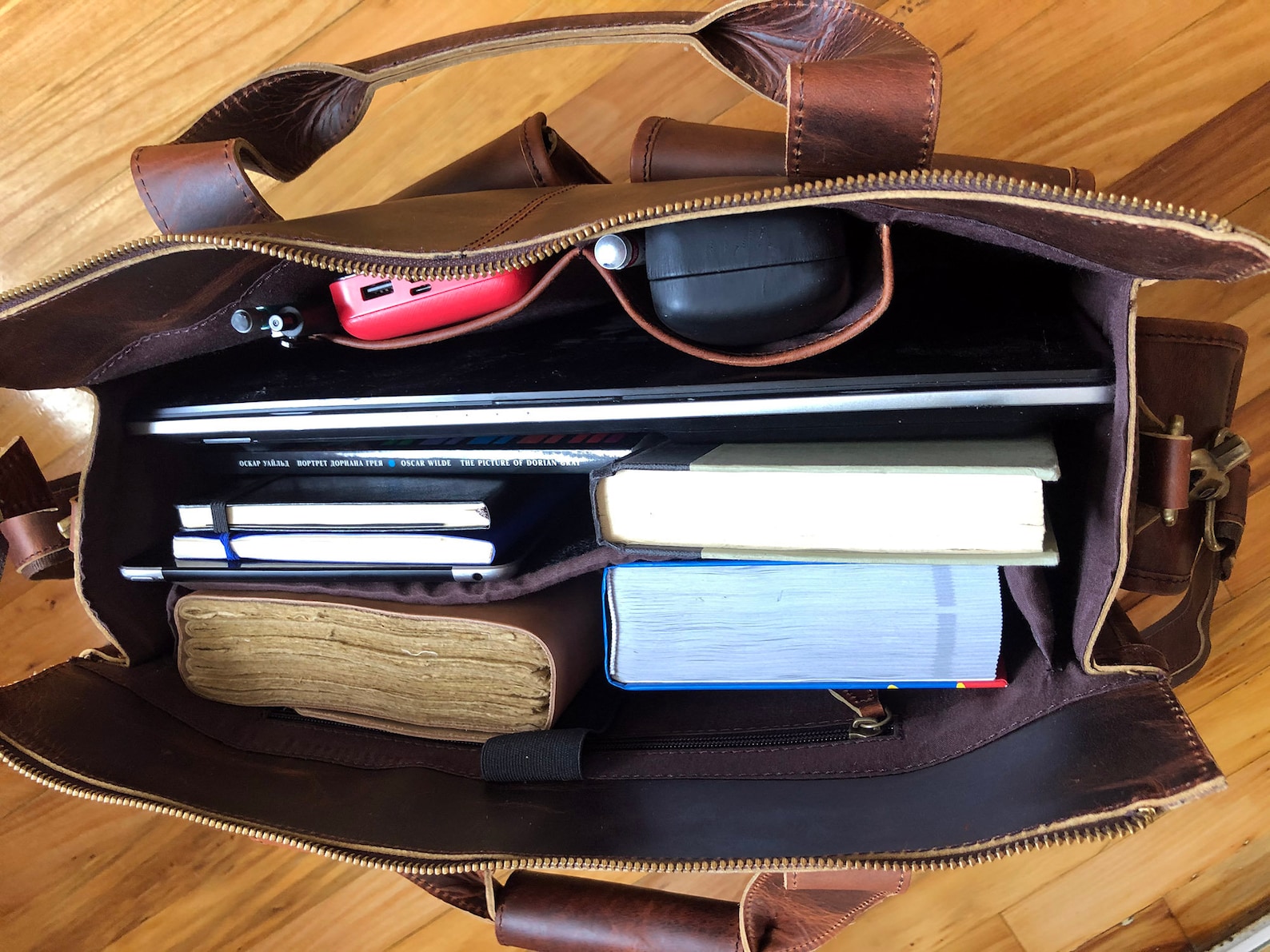 Personalized Large Leather Briefcase for Men 18 Travel - Etsy