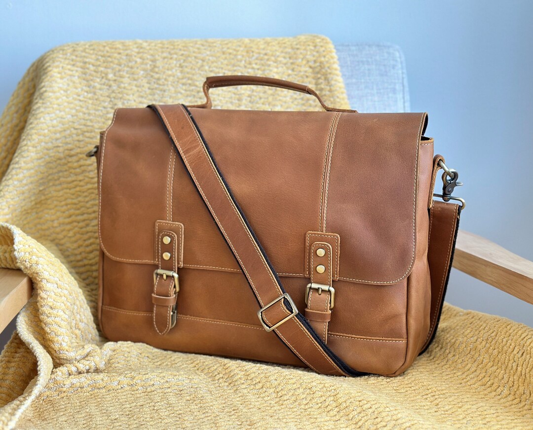 Leather Briefcase Laptop Bag, Personalized Gift for Teacher Doctor ...