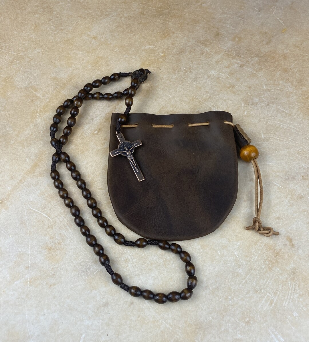 Personalized Engraved Genuine Leather Rosary Pouch Custom Rosary Case ...