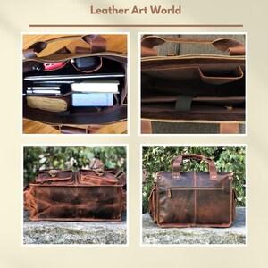 Personalized Large Leather Briefcase for Men, 17 Travel Leather ...