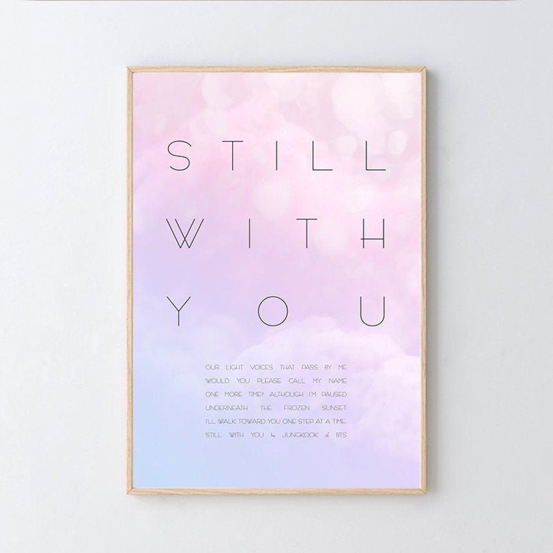BTS Still With You Lyrics Art Poster BTS Jungkook Digital | Etsy