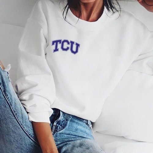 Beautiful 80s Vintage TCU Crewneck With Striped Paneling And Satin ...