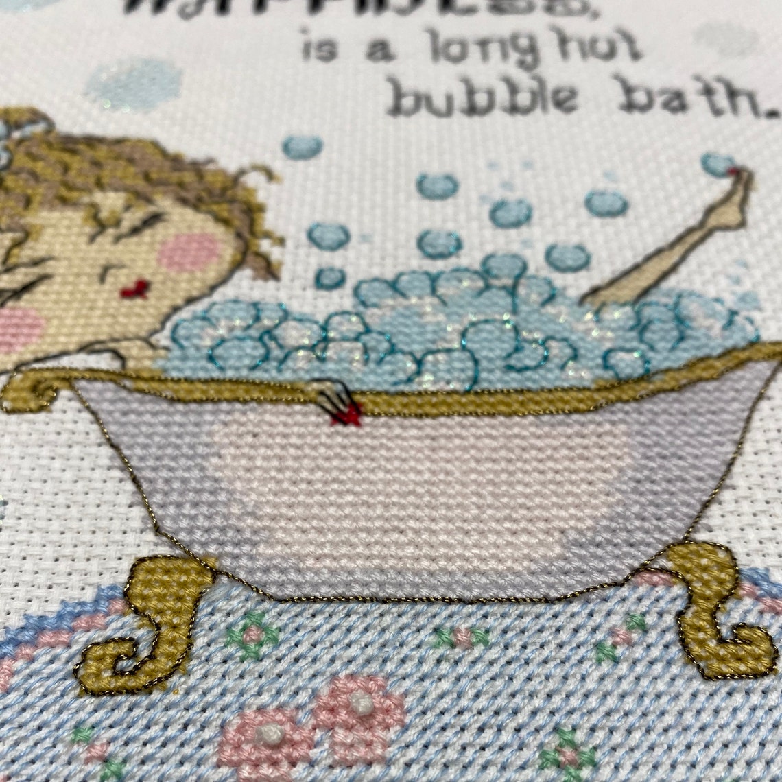 Bubble Bath Cross Stitch Pattern PDF Files Girl in the Bathroom Cross ...