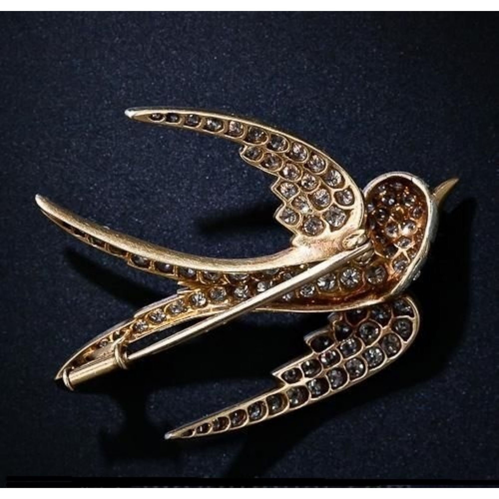 925 Sterling Silver Handmade Flying Bird Brooch, 3.50ct American ...
