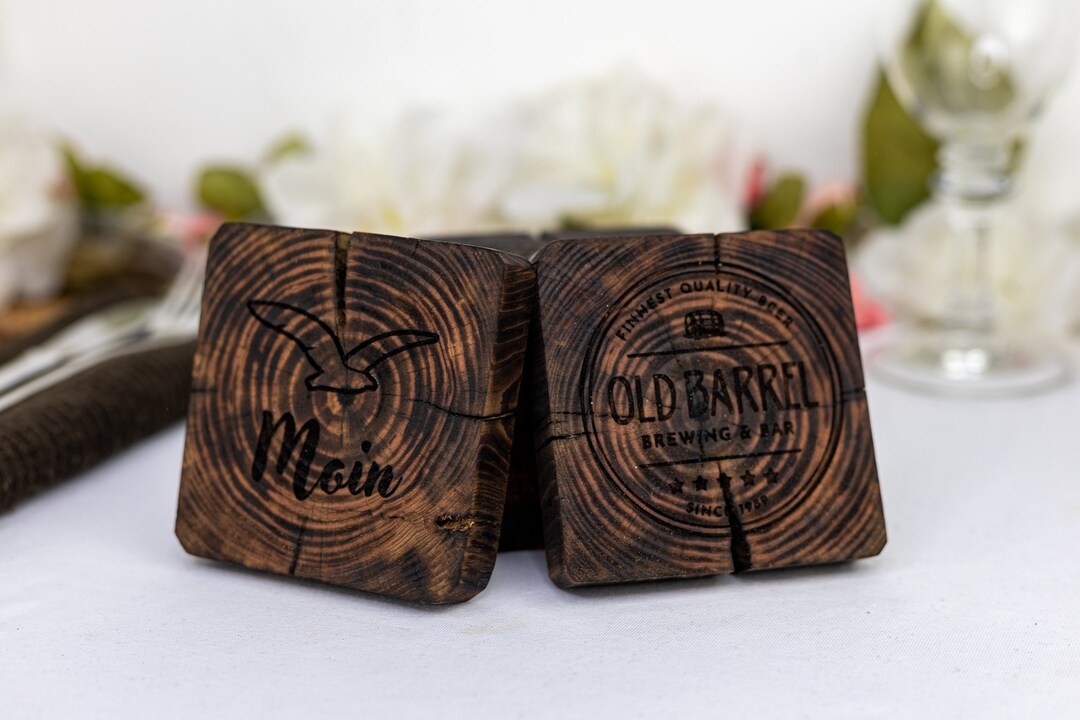 Personalizable Rustic Wooden Coasters Set of 4 - Etsy Canada