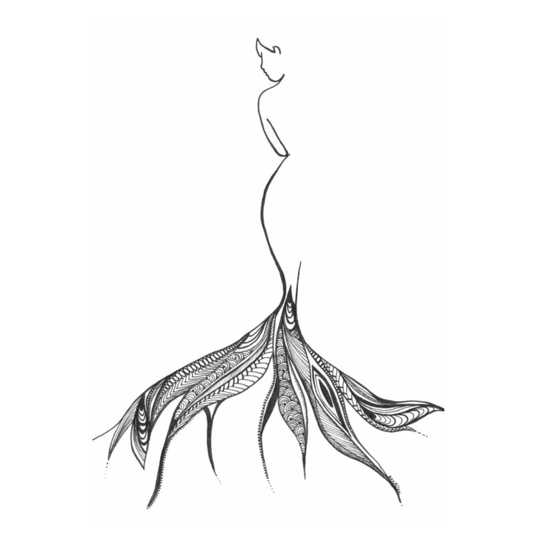 She's Grounded Female Form Art Zentangle Drawing Energy Artwork Root ...