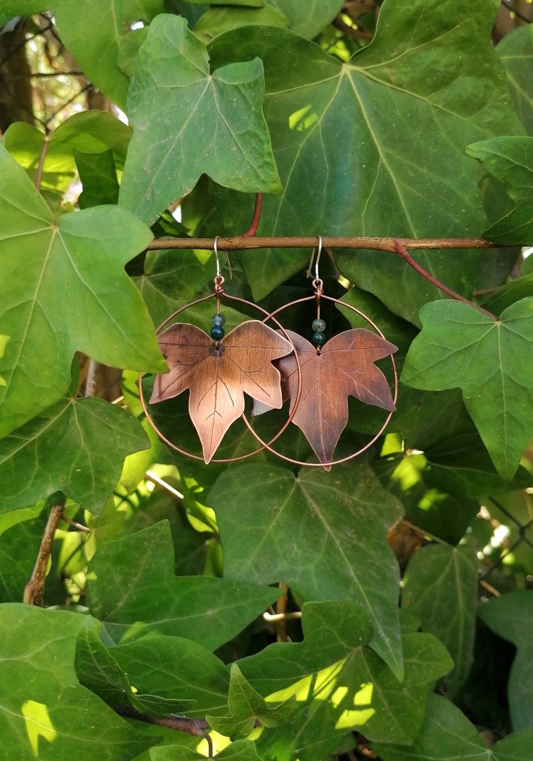 Large Copper Ivy Leaf Earrings for Women Connected to Nature, Botanical ...