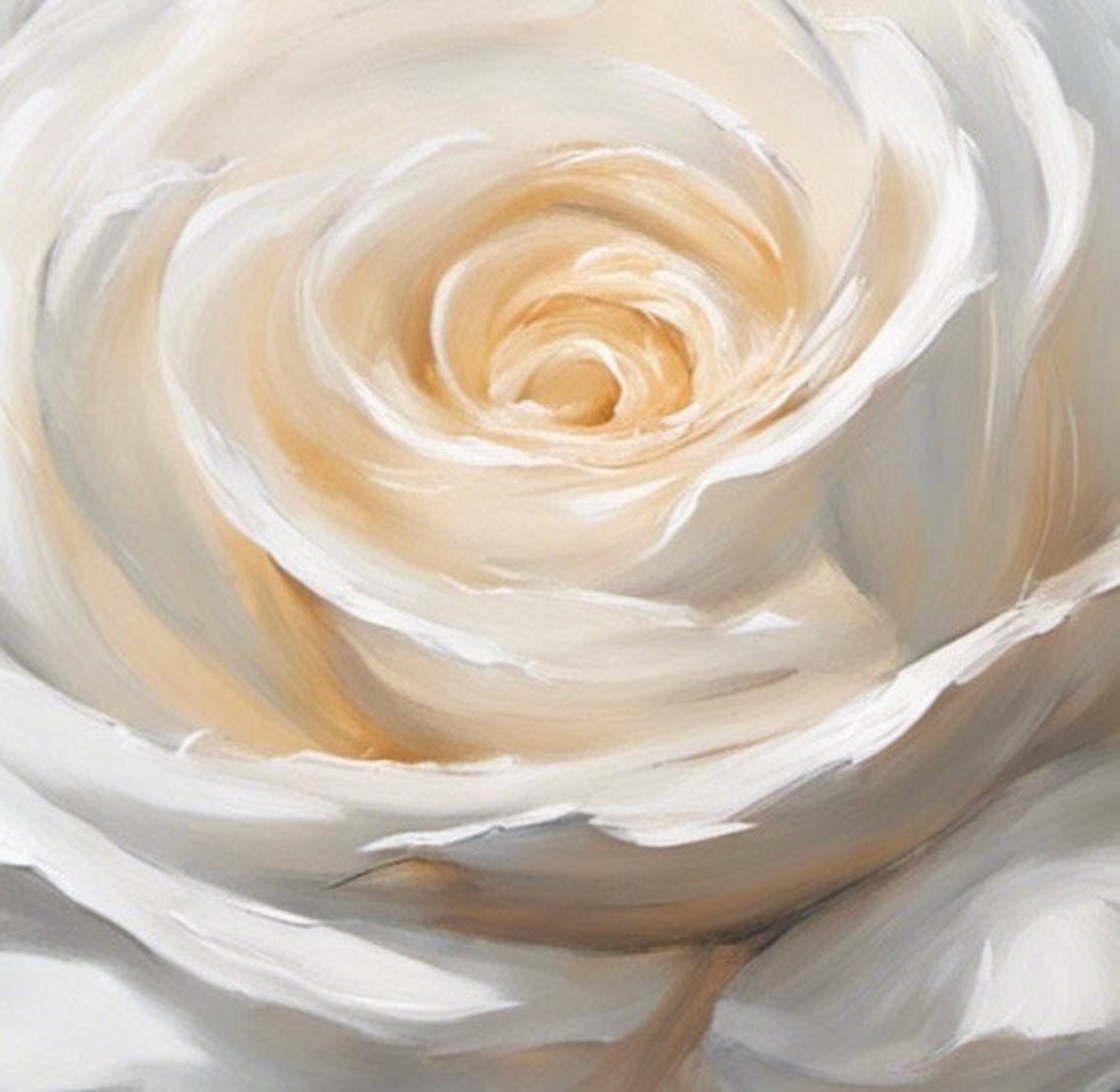 White Rose Painting: Large Floral Acrylic Art - Etsy