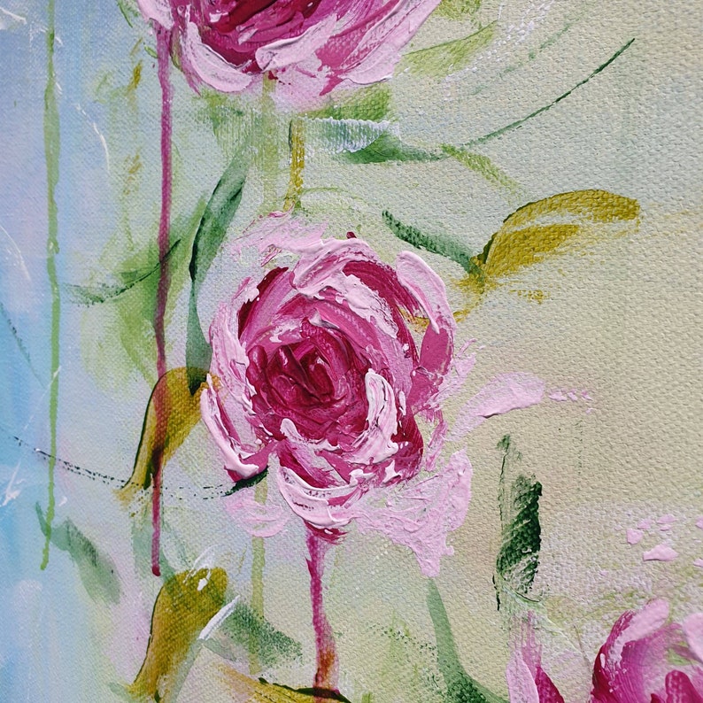 Large Abstract Roses Painting Modern Garden Trailing Flowers Painting ...