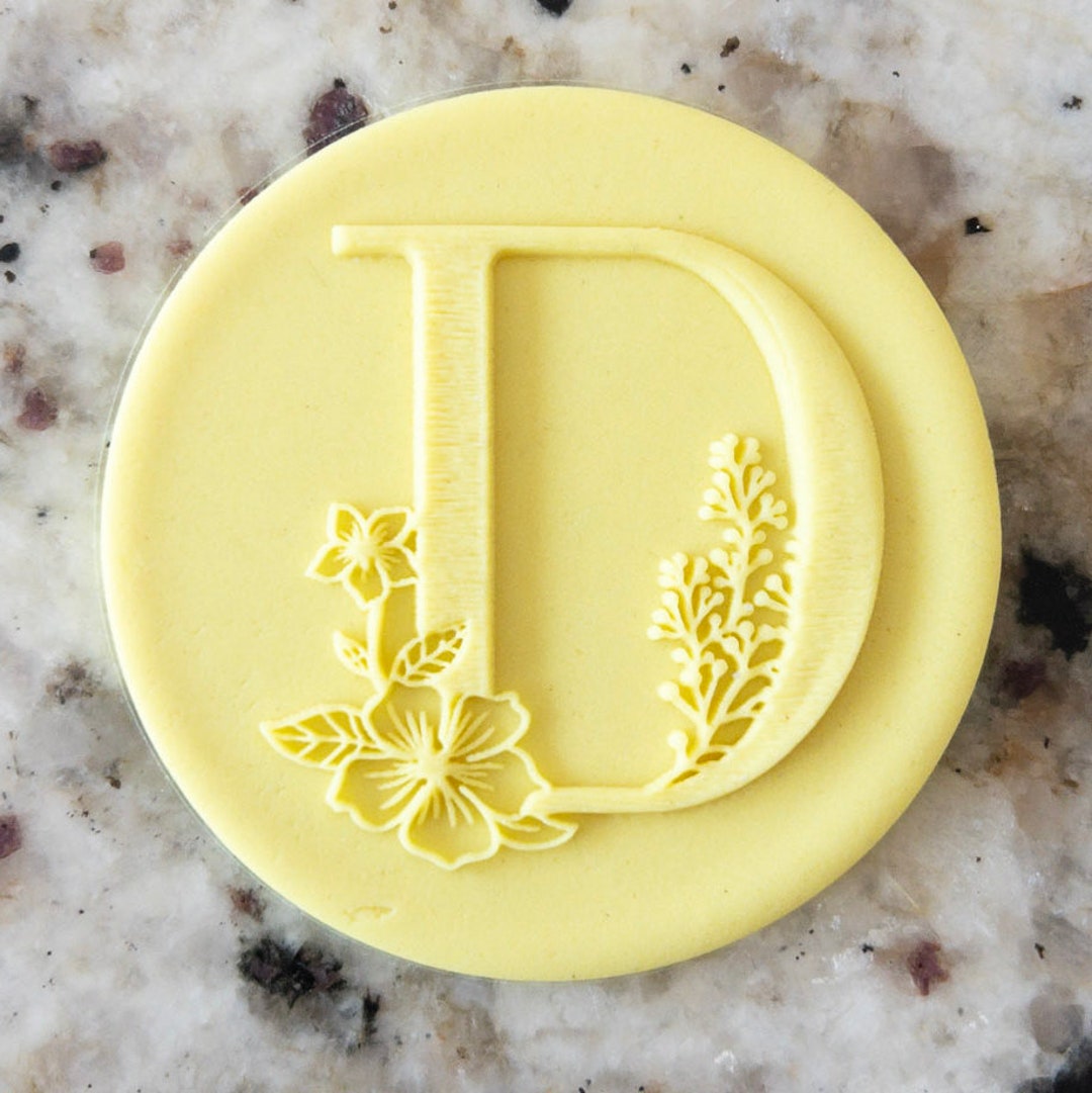 Floral Alphabet Letter D Popup Embosser Stamp Fondant Cake Decorating ...