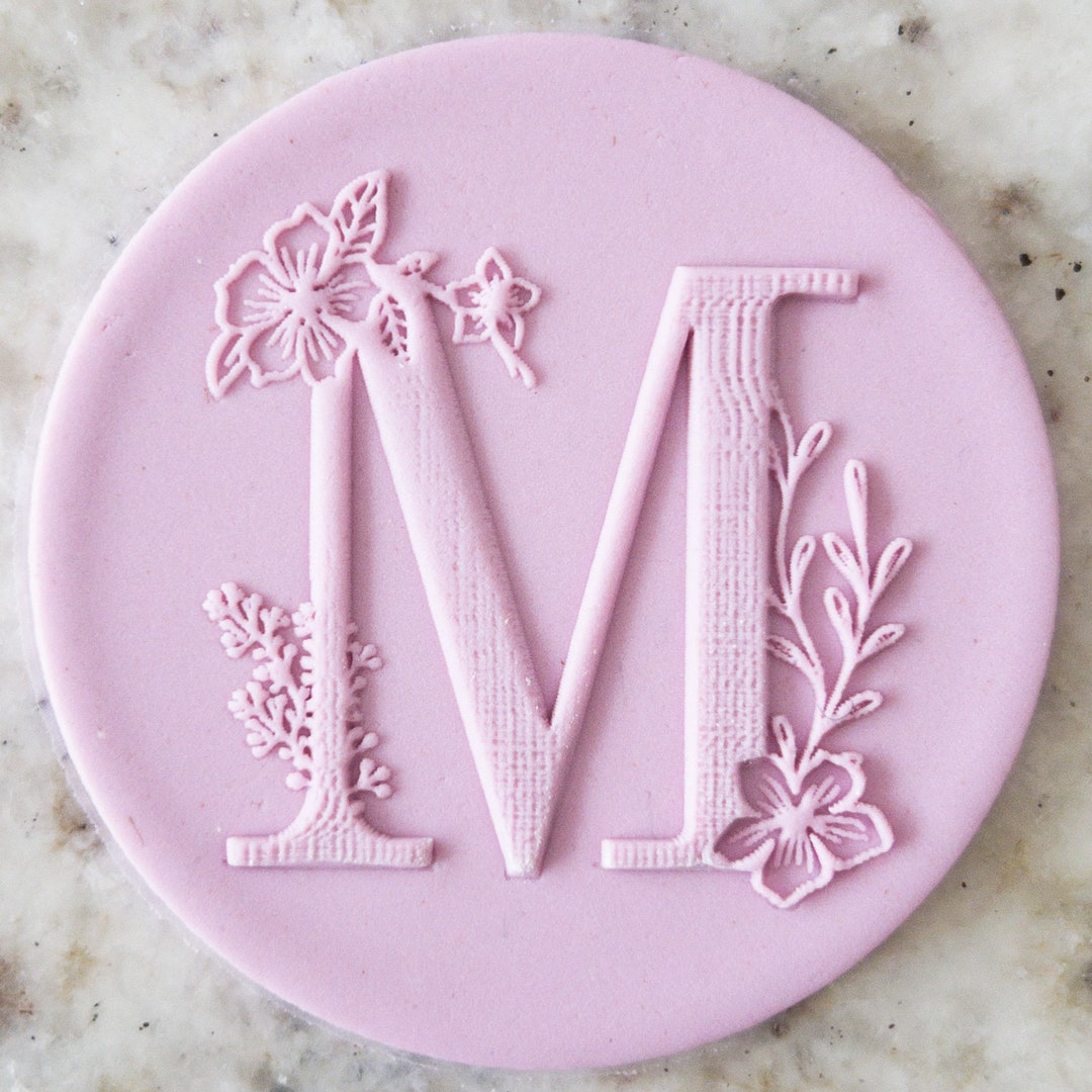 M Floral Letter Popup Embosser Cookie Biscuit Stamp Fondant Cake ...