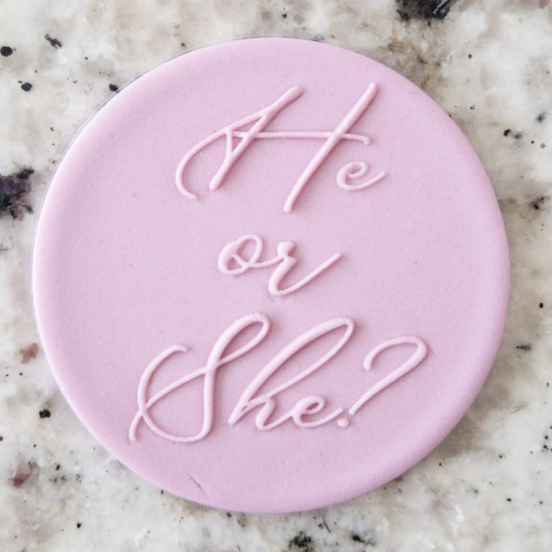 He or She Script Popup Embosser Cookie Biscuit Stamp Fondant Cake ...