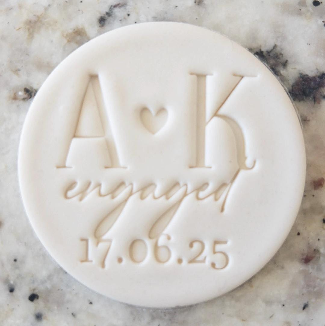 CUSTOM Wedding Initials With Heart Engaged and Date Cookie Biscuit ...