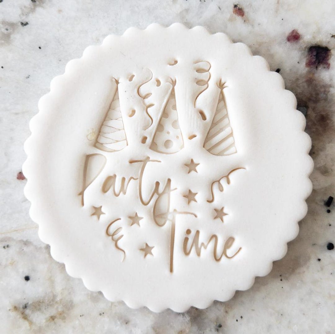 Party Time With Party Hats Cookie Biscuit Stamp Fondant Cake Decorating ...